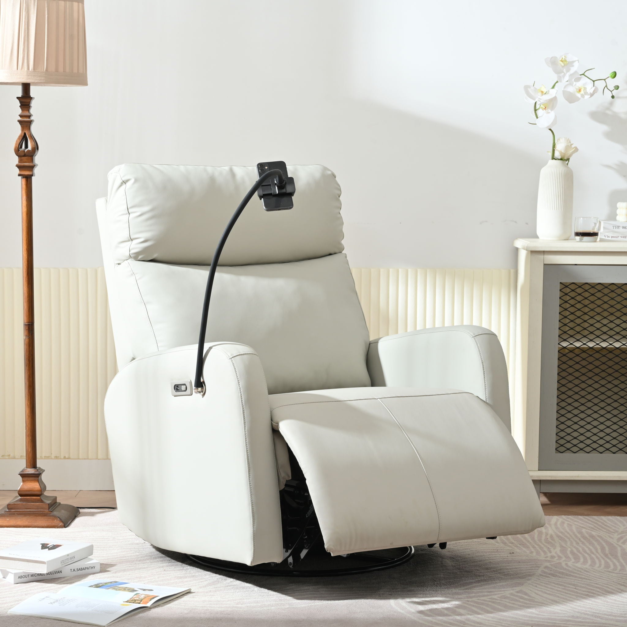 31.5 270 Power Swivel Rocker Recliner Chair Electric Glider Reclining Sofa With USB Ports Power Swivel Glider Rocking Chair Nursery Recliners For