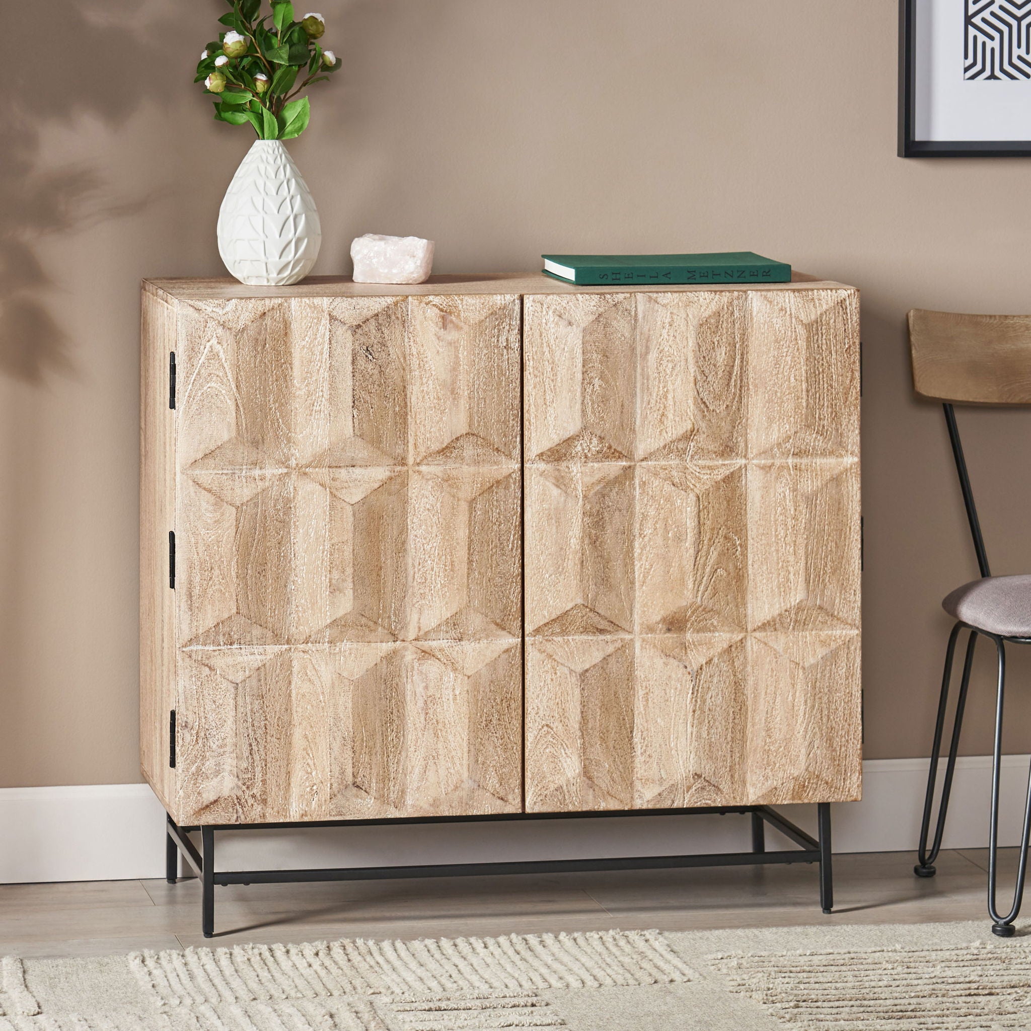 Geometric accent cabinet store